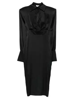 VESTIAIRE D'UN OISEAU LIBRE Padded-shoulder Silk Dress - Black