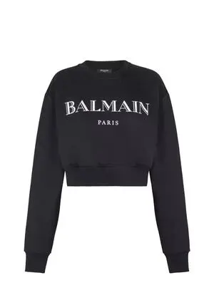 Balmain Logo-print Cropped Sweatshirt - Black