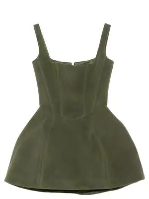 VESTIAIRE D'UN OISEAU LIBRE Square-neck Flared Mini Dress - Green