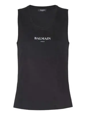 Balmain Logo-print Cotton Top - Black