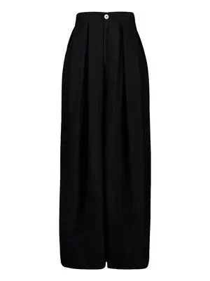 MARRAKSHI LIFE Pleated-front Cotton Trousers - Black
