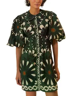 Farm Rio Ainika Flowers Mini Dress - Green
