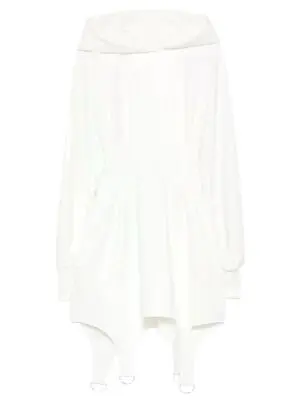 HAMZA Hooded Waist-cinch Dress - White