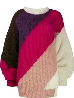 CIRCUS HOTEL Diagonal Stripe Oversized Jumper - Pink