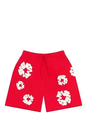 DENIM TEARS Wreath-print Track Shorts - Red