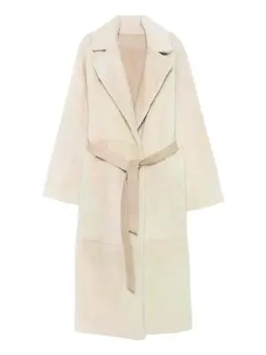 MANZONI 24 Lamb Shearling Belted Coat - Neutrals