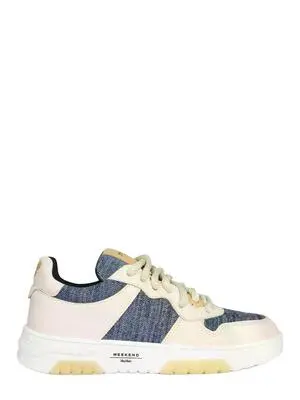 Max Mara Denim-paneled Low-top Sneakers - Neutrals
