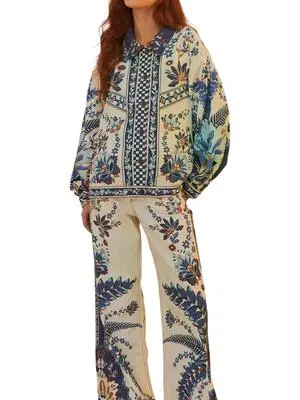 Farm Rio Tropical-print Trousers - White
