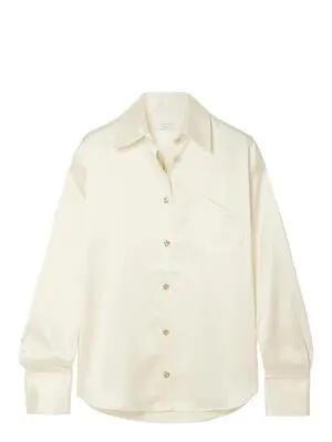 VIOLANTE NESSI Button-embellished Satin Shirt - Cream