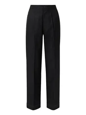 MAISON MARGIELA Herringbone Wool Straight-leg Pants - Black