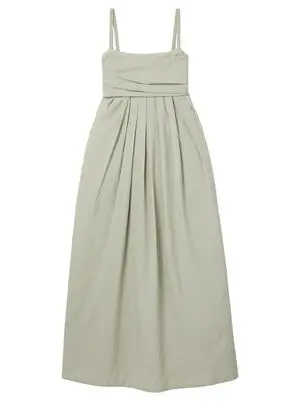 Proenza Schouler White Label Claudine Open-back Pleated Poplin Midi Dress - Green