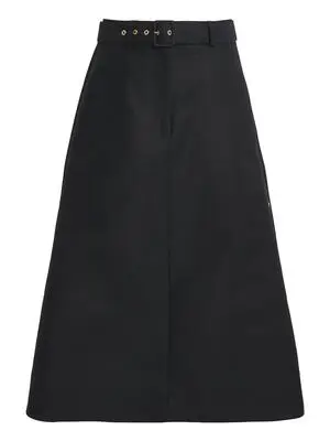 Moncler Cotton A-line Midi Skirt - Black