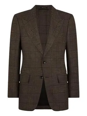 TOM FORD Wool-blend Check Shelton Blazer - Brown