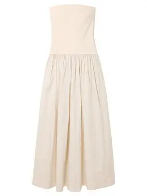 ESSE STUDIOS Strapless Knit And Cotton-poplin Maxi Dress - Cream