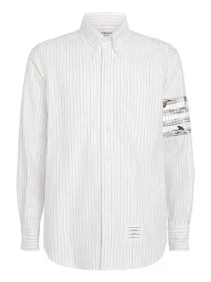 Thom Browne Cotton Embroidered Geese Shirt - Grey