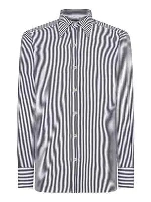 TOM FORD Cotton-silk Ladder Stripe Shirt - White