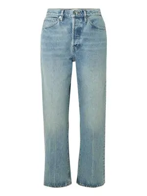 FRAME The Vertical Crop High-rise Straight-leg Jeans - Blue