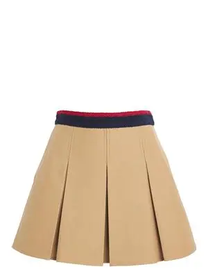 Moncler Stretch-cotton Pleated Mini Skirt - Beige