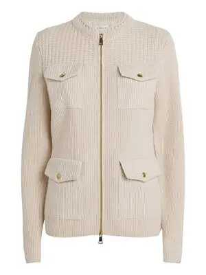 Moncler Wool-down Panelled Cardigan - Ivory