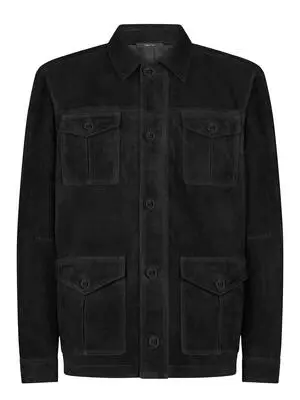 TOM FORD Collared Suede Jacket - Black