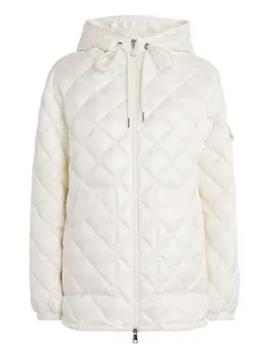Moncler Quilted Down Hoodie Jacket White