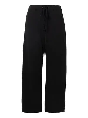 JAMES PERSE Cropped Brushed Cotton-terry Track Pants - Black
