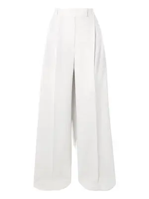 RÓHE Pleated Wide-leg Wool-blend Twill Pants - Ivory