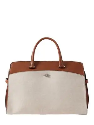 METIER Private Eye Leather And Linen Tote - Neutrals