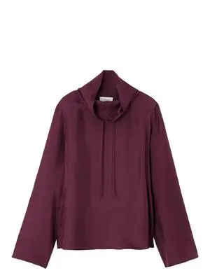 Loulou De Saison Cyna Silk-twill Turtleneck Blouse - Purple