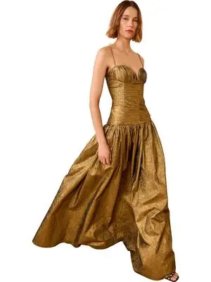 Ulla Johnson Manet Gown With Gathered Seams - Gold Leaf
