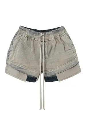 Rick Owens Layered Denim Shorts Blue