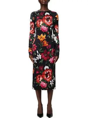 DOLCE & GABBANA Dolce & Gabbana Floral Print Long Sleeve Dress