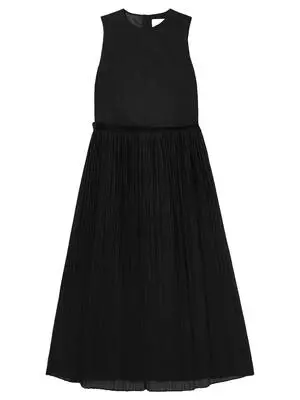 JIL SANDER Ruffled Plissé Cotton-voile Midi Dress - Black