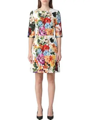 DOLCE & GABBANA Dolce & Gabbana Floral Print Cotton Sheath Mini Dress