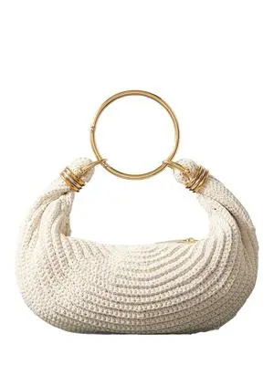 Chloé Bracelet Small Embellished Crocheted Shoulder Bag - Ivory