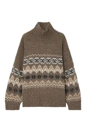 Altuzarra Cecie Fair Isle Wool-blend Turtleneck Sweater - Brown