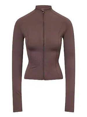 SISTERLY TRIBE Zip Jersey Jacket Espresso