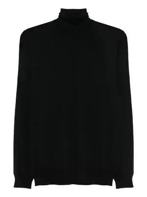 LARDINI Turtleneck Wool Sweater - Black