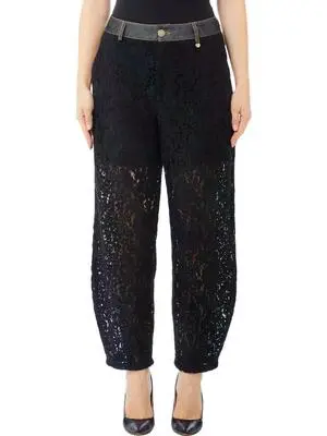 LIU JO Lace-Denim Cotton-Blend Trousers