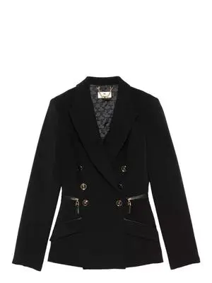 Elisabetta Franchi Double-breasted Blazer With Zip Detail - Black