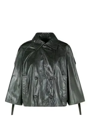 Max Mara Pointed-collar Double-breasted Leather Jacket - Grey