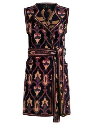 Etro Jacquard-pattern Belted Mini Dress - Blue