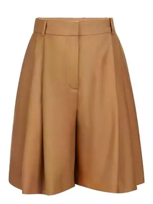 Nina Ricci Pleated High-waisted Shorts - Brown