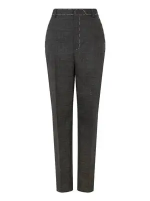 Moschino Contrast-stitch Wool Trousers - Grey
