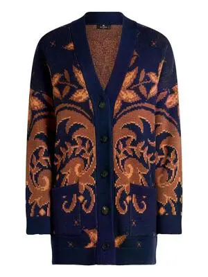 Etro Wool Jacquard Cardigan - Blue