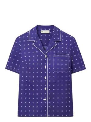 Tory Burch Camp Collar Patterned Shirt - Blue