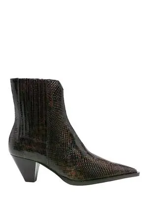 GUGLIELMO ROTTA 60mm Snake-print Pointed-toe Boots - Brown