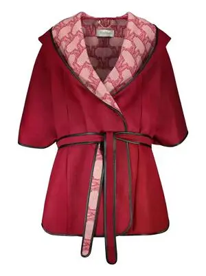 Max Mara Hooded Belted Cape - Red