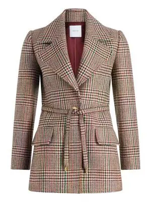 Patou Checked Belted Blazer - Neutrals