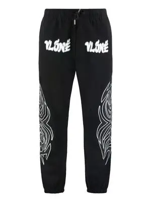 VLONE Graphic-print Elasticated-cuff Sweatpants - Black